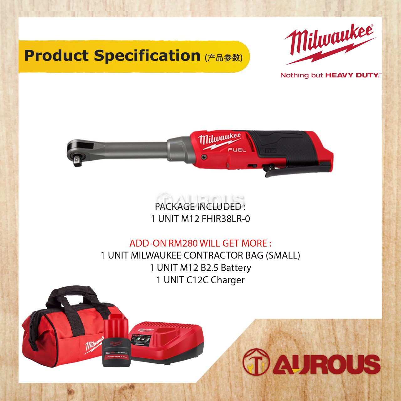 MILWAUKEE M12 FUEL 3/8" 47Nm EXTENDED REACH HIGH SPEED RATCHET M12 ...