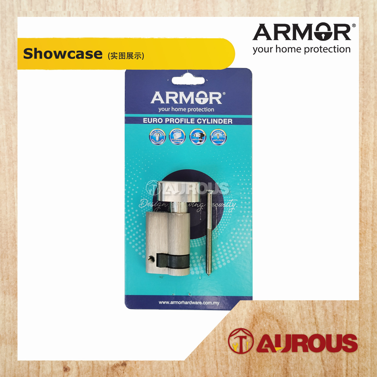 ARMOR EURO PROFILE 45MM SOLID BRASS ONE SIDED THUMBTURN CYLINDER (APC ...