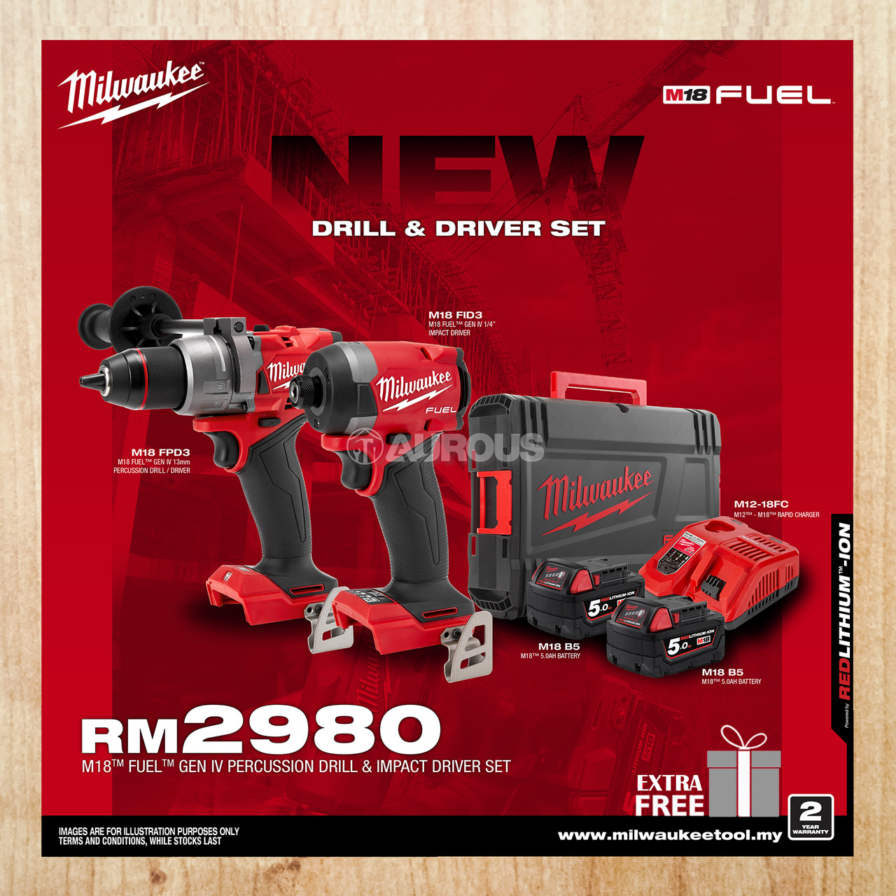 MILWAUKEE M18 FUEL GEN IV 13MM PERCUSSION DRILL/DRIVER & 1/4" HEX ...