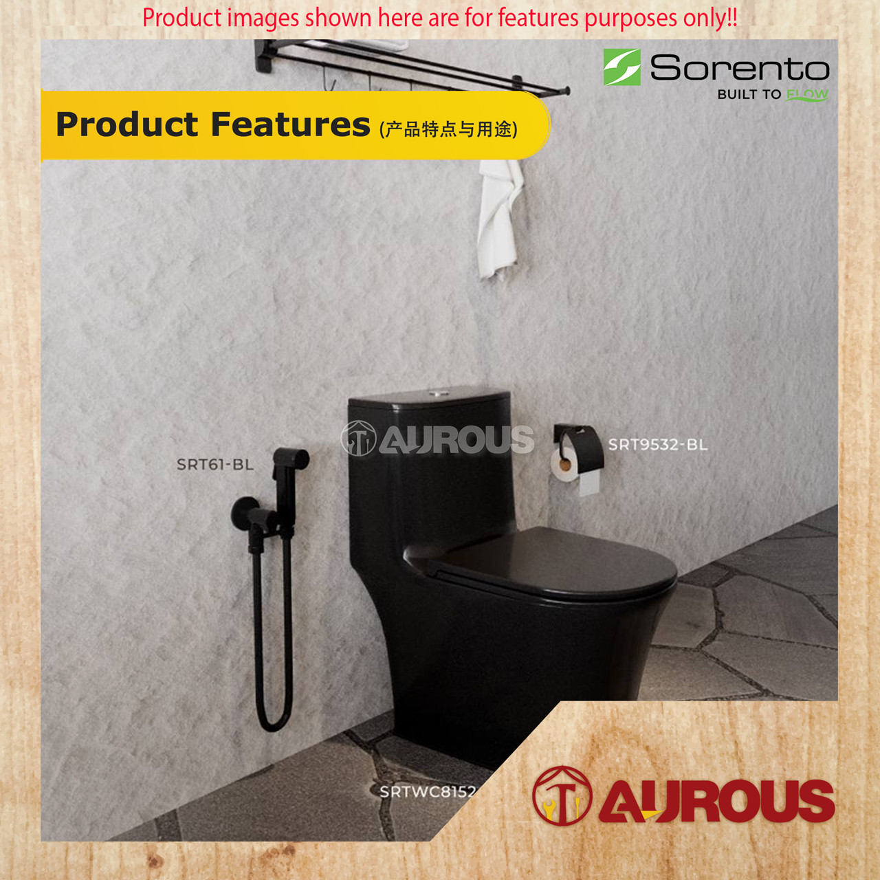 SORENTO HAND BIDET C/W ANGLE VALVE & 1.2M PVC FLEXIBLE HOSE SPRAY SET ...
