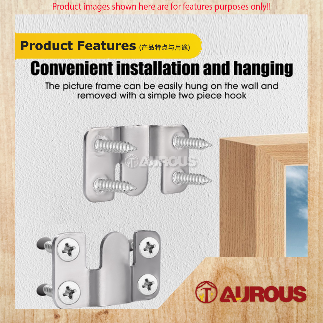 1 PIECE- STAINLESS STEEL WALL FURNITURE PICTURE FRAME HANGERS HOOK ...