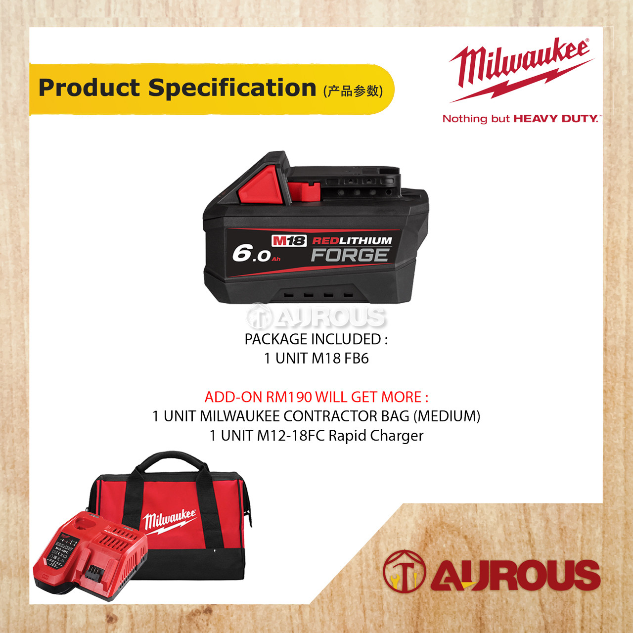 MILWAUKEE M18 RED LITHIUM FORGE 6.0Ah BATTERY M18 FB6 ASIA - Aurous ...
