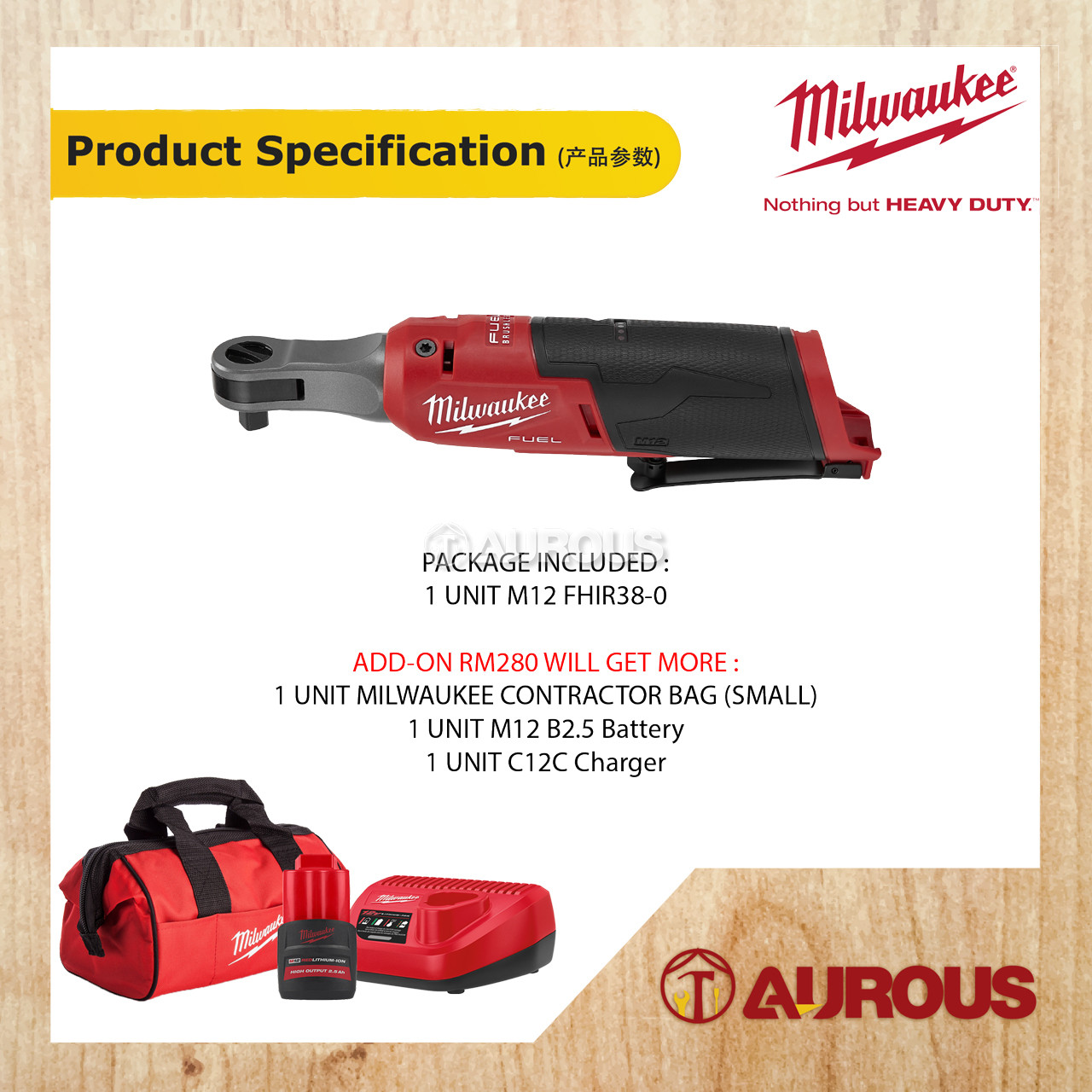MILWAUKEE FUEL 3/8'' 47Nm HIGH SPEED RATCHET M12 FHIR38-0 (BARE TOOL ...