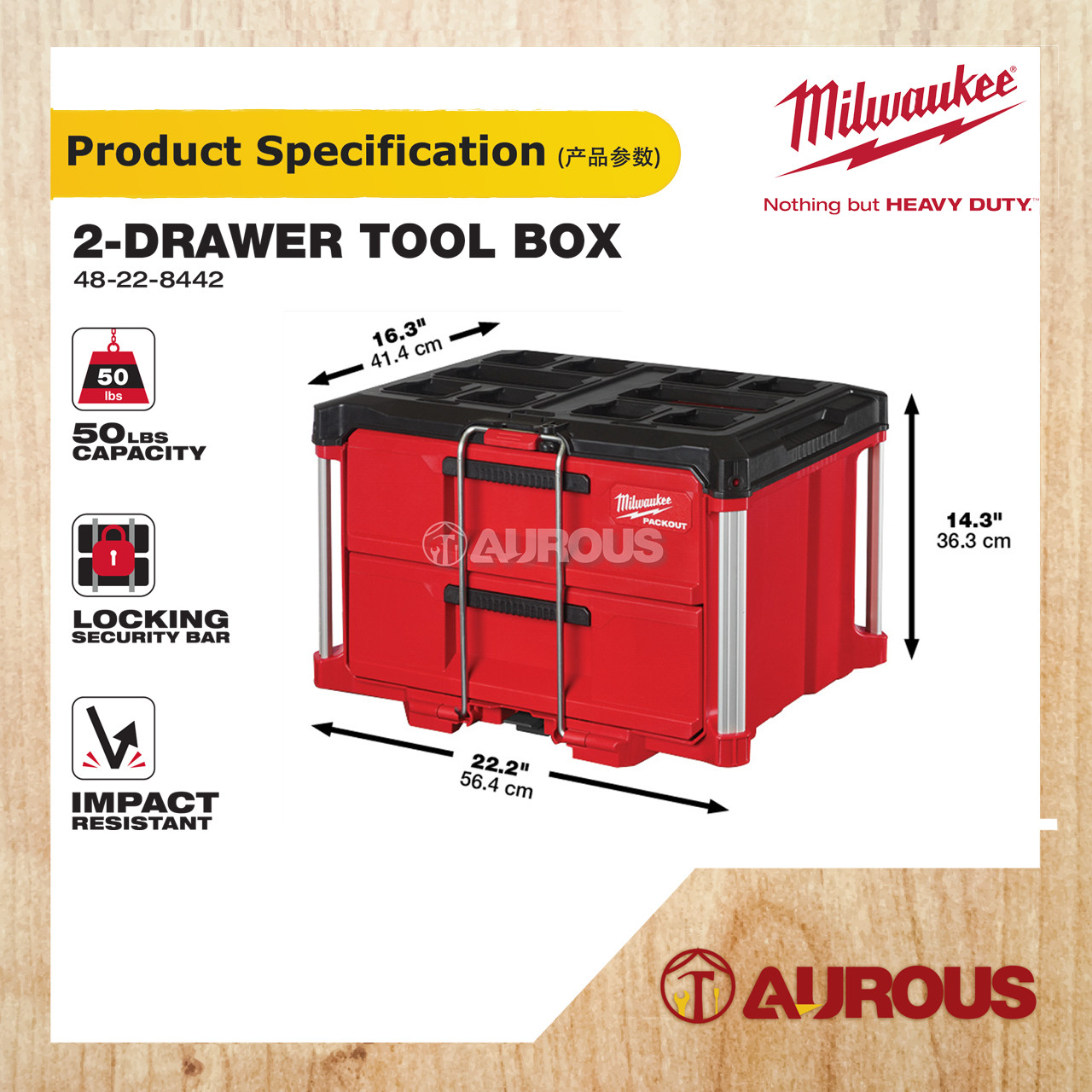 MILWAUKEE PACKOUT 2 DRAWER TOOL BOX (48-22-8442) - Aurous Hardware ...