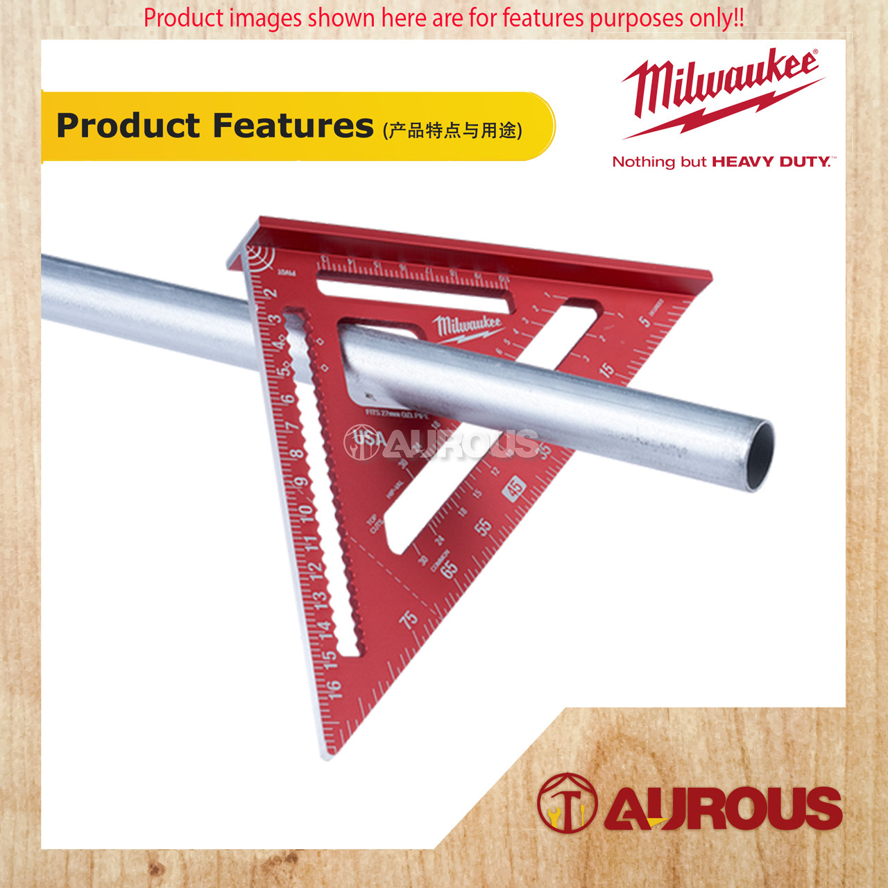 MILWAUKEE 7''/180MM METRIC RAFTER SQUARE RULER (MLSQ 170) - Aurous ...