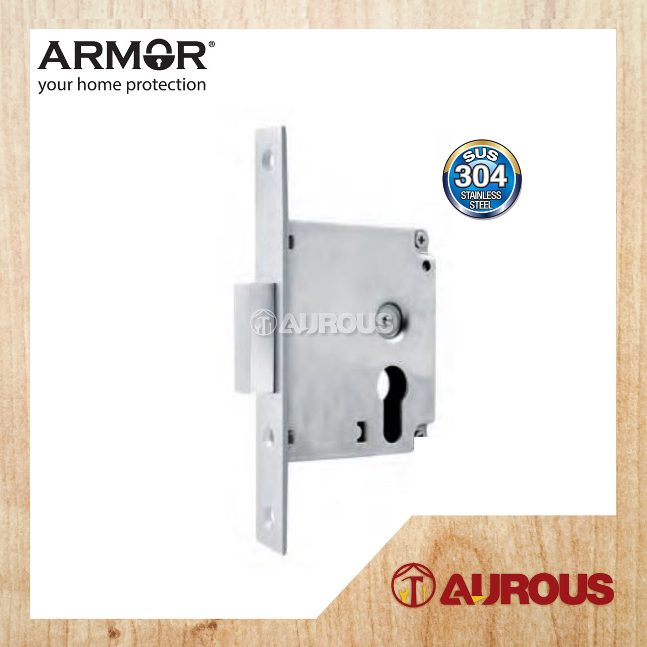 ARMOR STAINLESS STEEL SUS304 60MM DOOR MORTISE DEAD LOCK (AML-D118/60 ...
