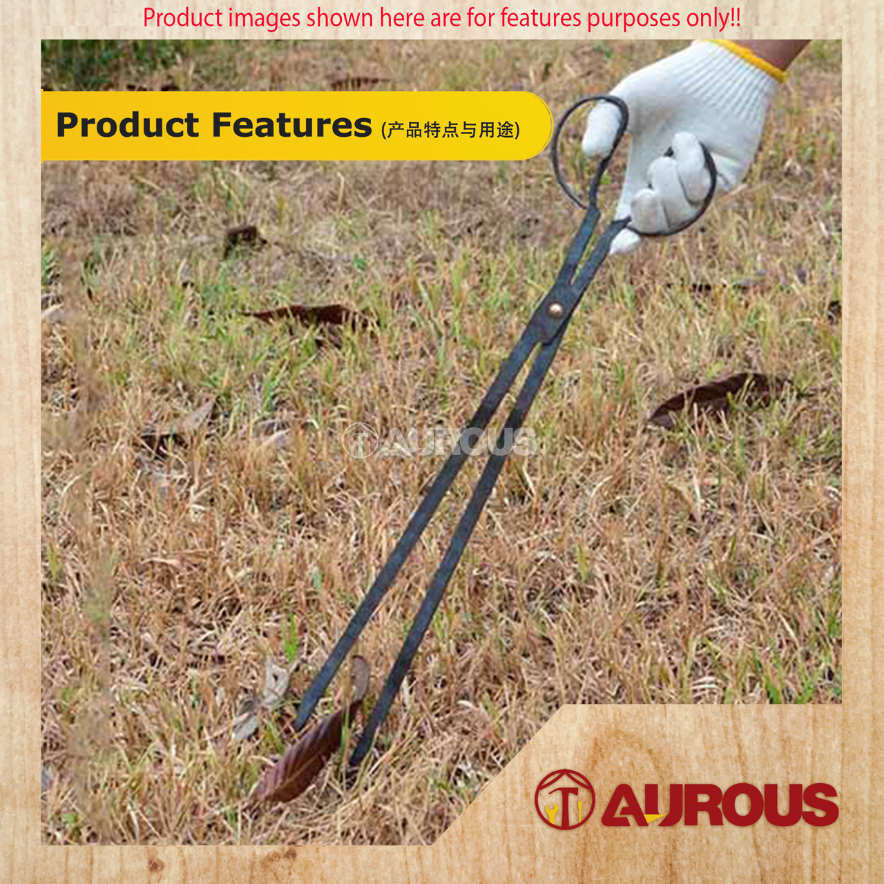 CHARCOAL METAL TONG PICKER RUBBISH C/W RED HANDLE - Aurous Hardware ...