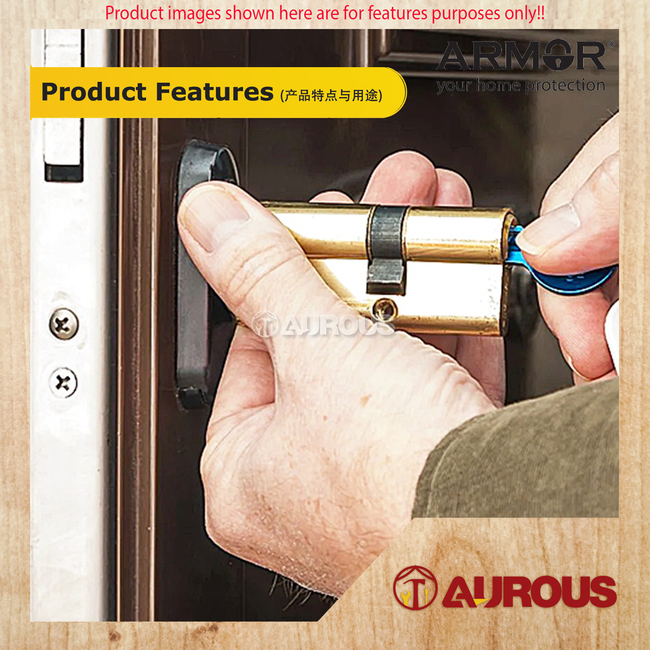 ARMOR SOLID BRASS DOUBLE KEY CYLINDER (COMPUTER KEY) APC-AD60MM/SN/CK ...