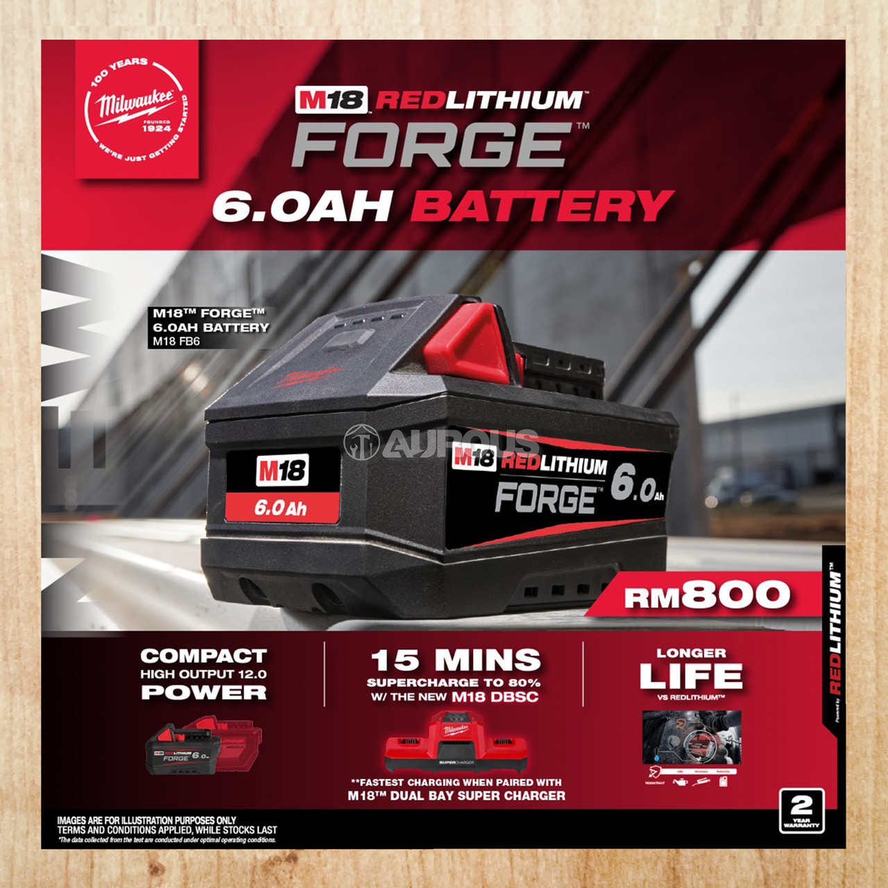 MILWAUKEE M18 RED LITHIUM FORGE 6.0Ah BATTERY M18 FB6 ASIA - Aurous ...