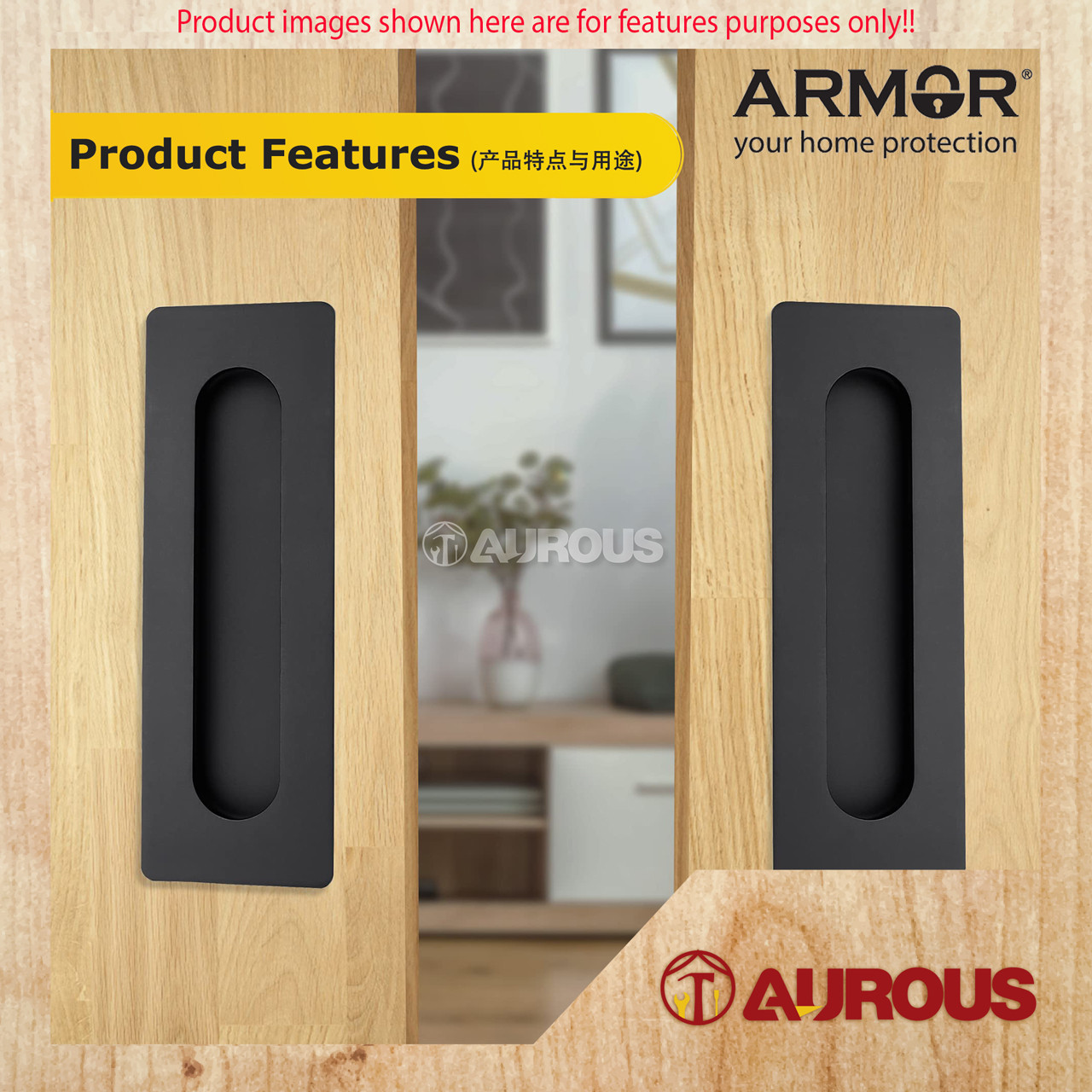 ARMOR STAINLESS STEEL SUS304 SLIDING SQUARE FLUSH PULL DOOR HANDLE AFP ...