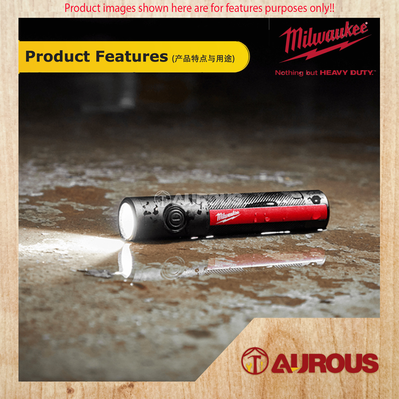 MILWAUKEE INTERNAL RECHARGEABLE FLASH LIGHT 500 MAX LUMENS (IR FL500 ...