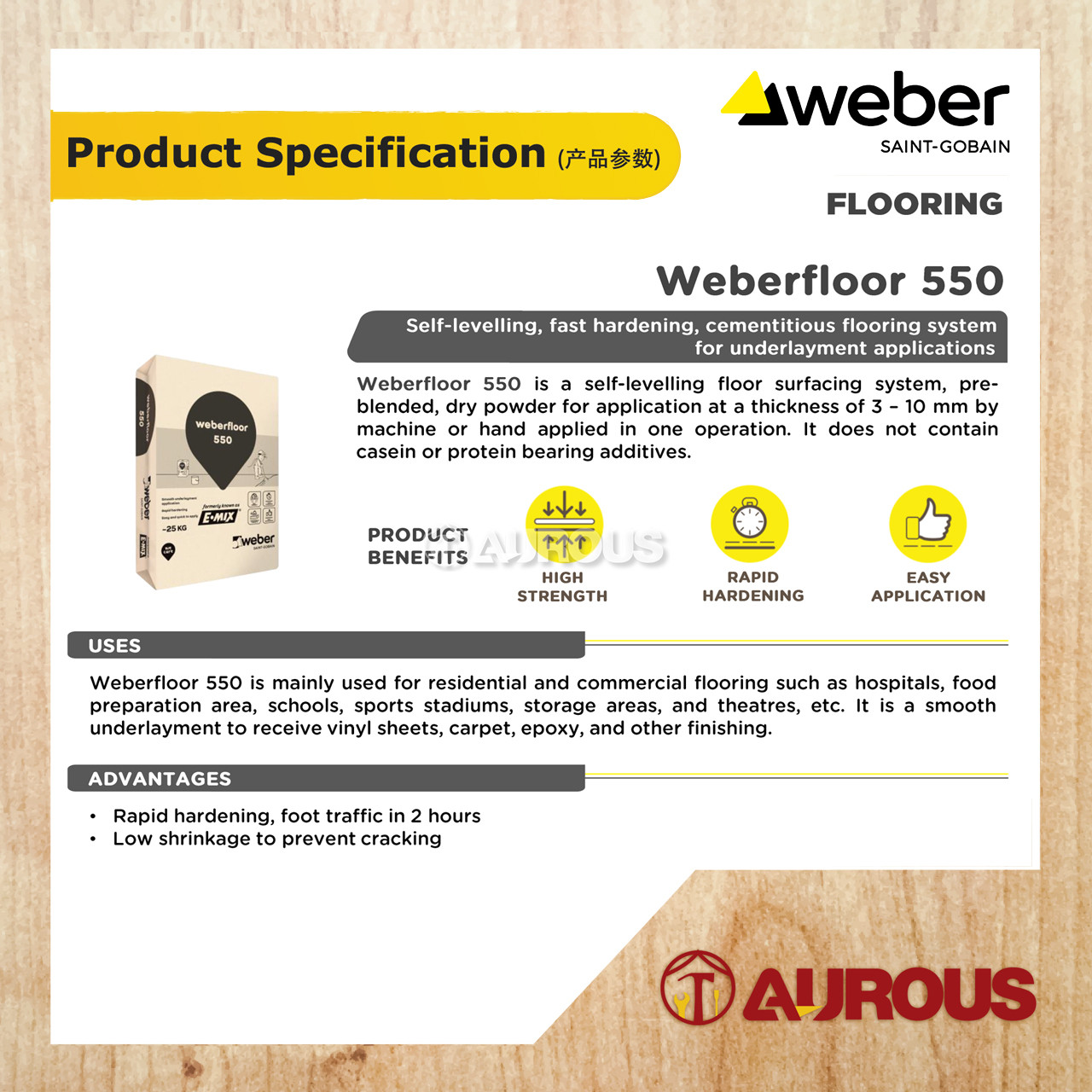WEBER SELF LEVELING CEMENT FAST HARDENING CEMENTTITIOUS FLOORING SYSTEM ...