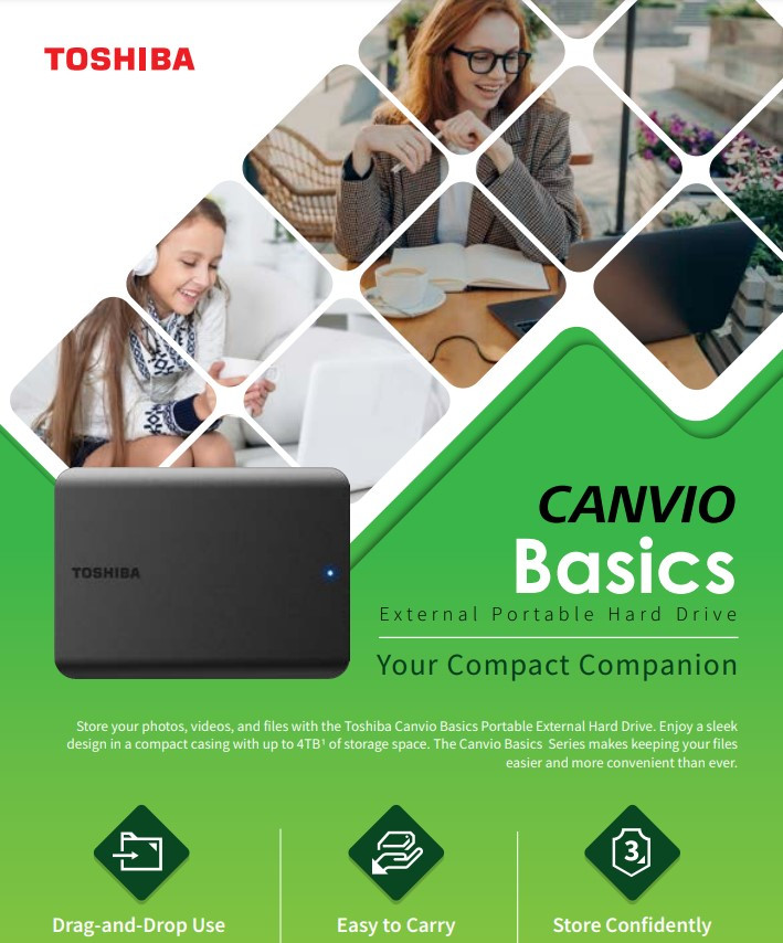 Toshiba Portable External Hard Drive CANVIO BASICS (A5) USB 3.0 - MSL Digital Online Store