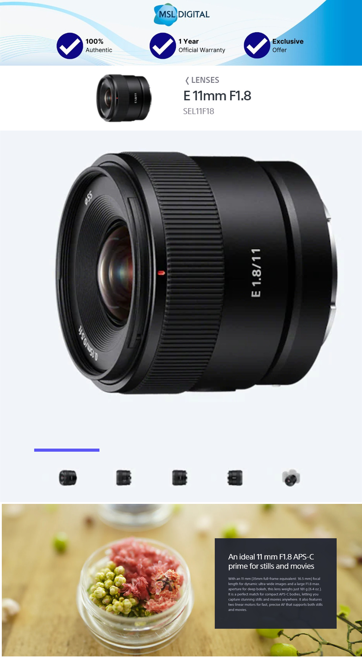 Sony SEL11F18 Lenses - MSL Digital Online Store