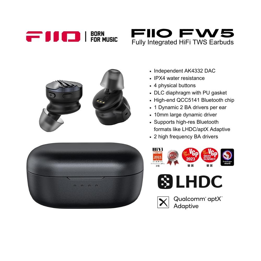 FiiO FW5 Fully Integrated HiFi TWS Earbuds | IPX4 water resistance | 4 physical buttons ...