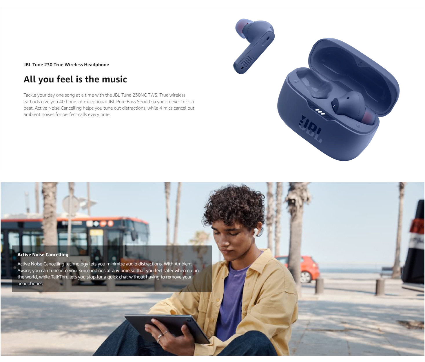 JBL Tune 230NC TWS True Wireless Noise Cancelling Earbuds | Water ...