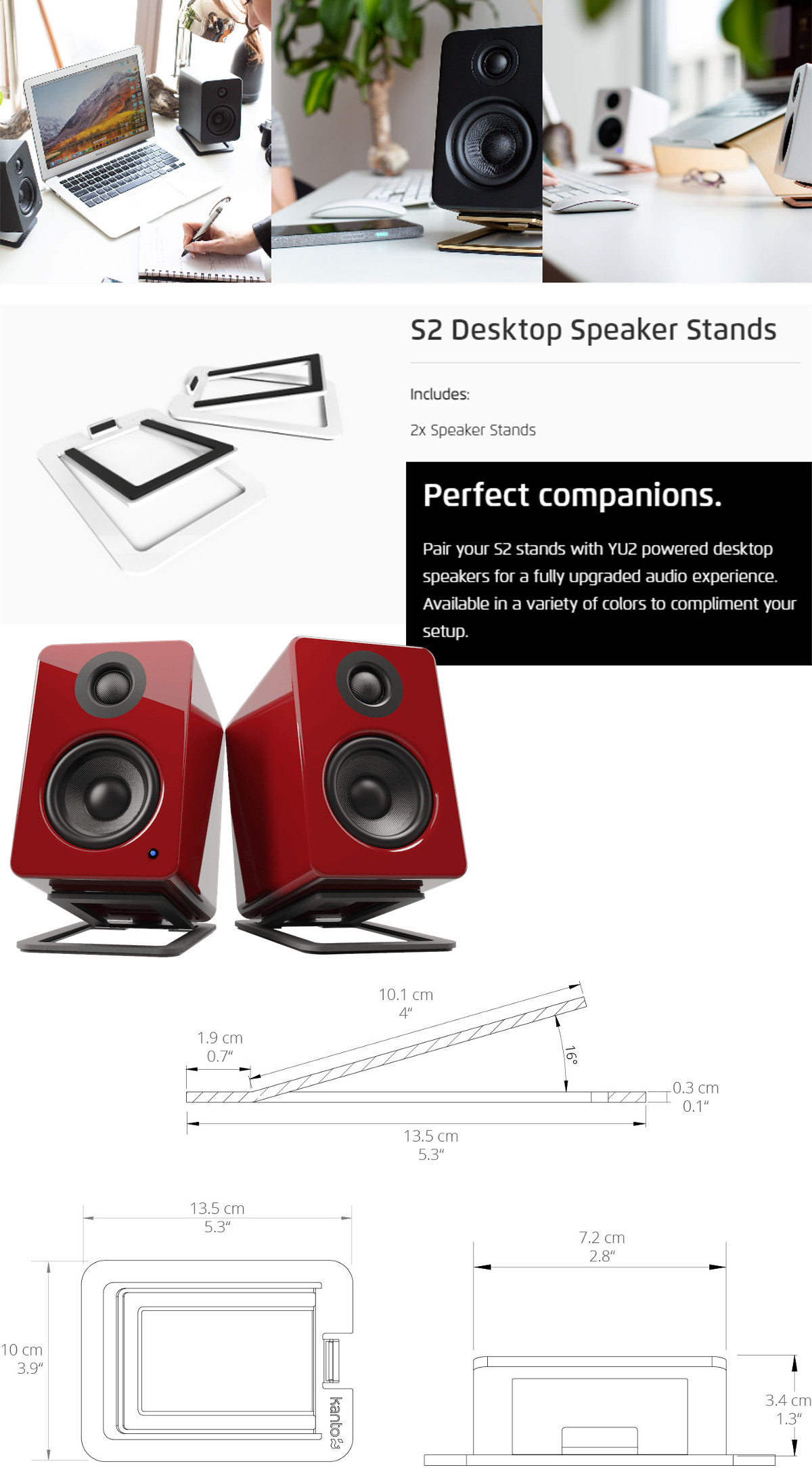 Kanto S2 Tilted Desktop Speaker Stands for Small Speakers - MSL Digital Online Store