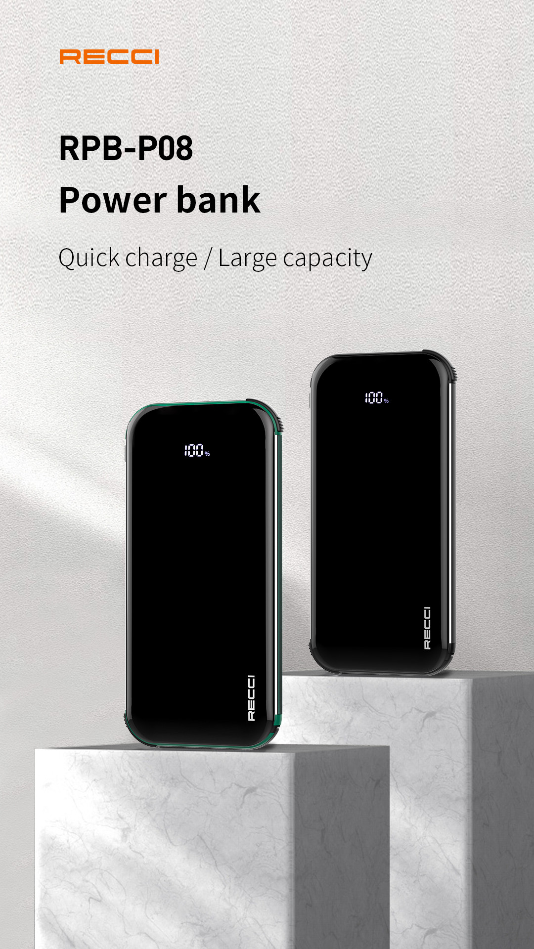 RECCI RPB-P08 PD 20W + 22.5W POWER BANK 10000MAH (BUILT-IN TYPE-C + LIGHTNING C) [SBN:NO NILAI ...