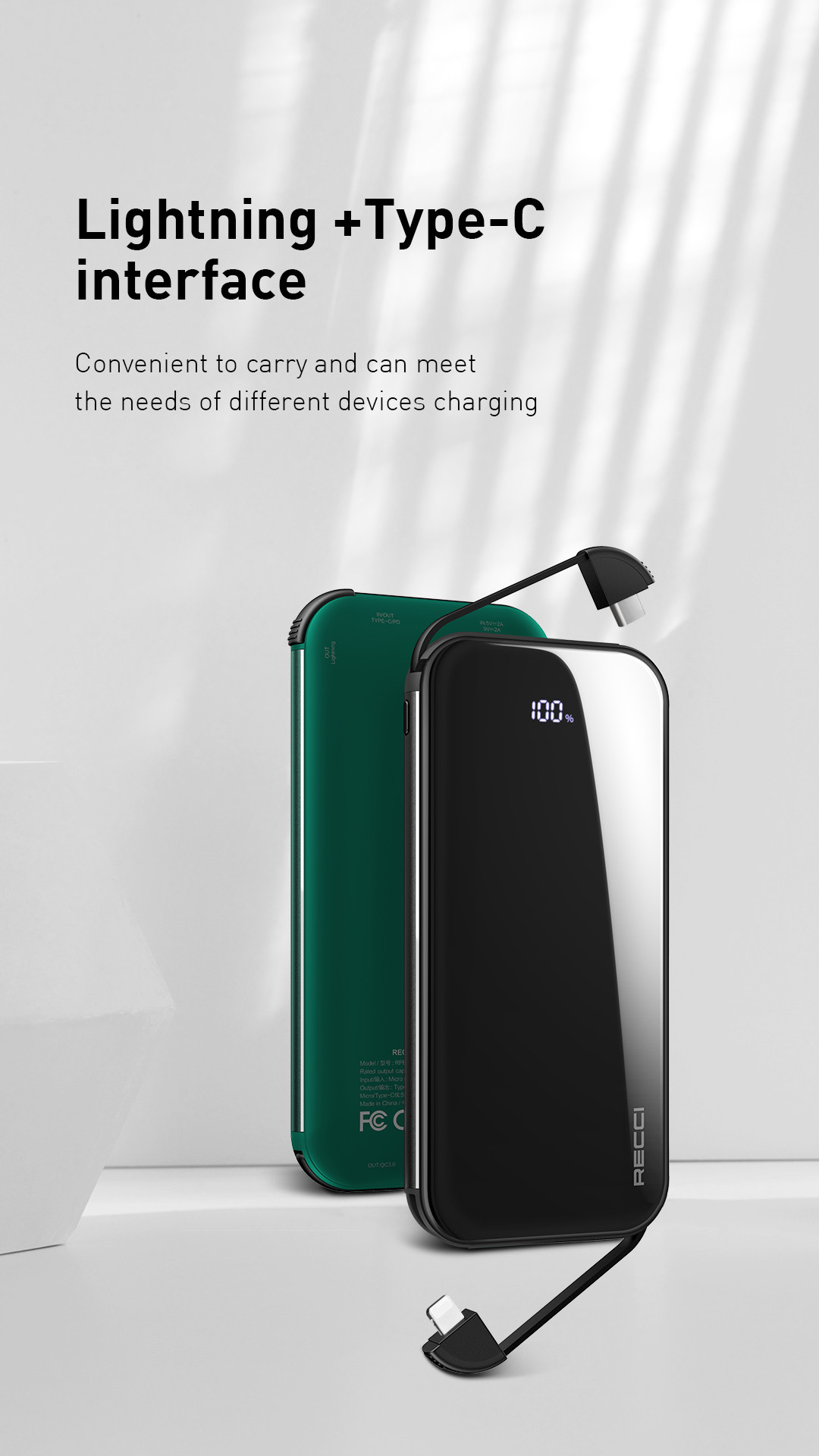 RECCI RPB-P08 PD 20W + 22.5W POWER BANK 10000MAH (BUILT-IN TYPE-C + LIGHTNING C) [SBN:NO NILAI ...