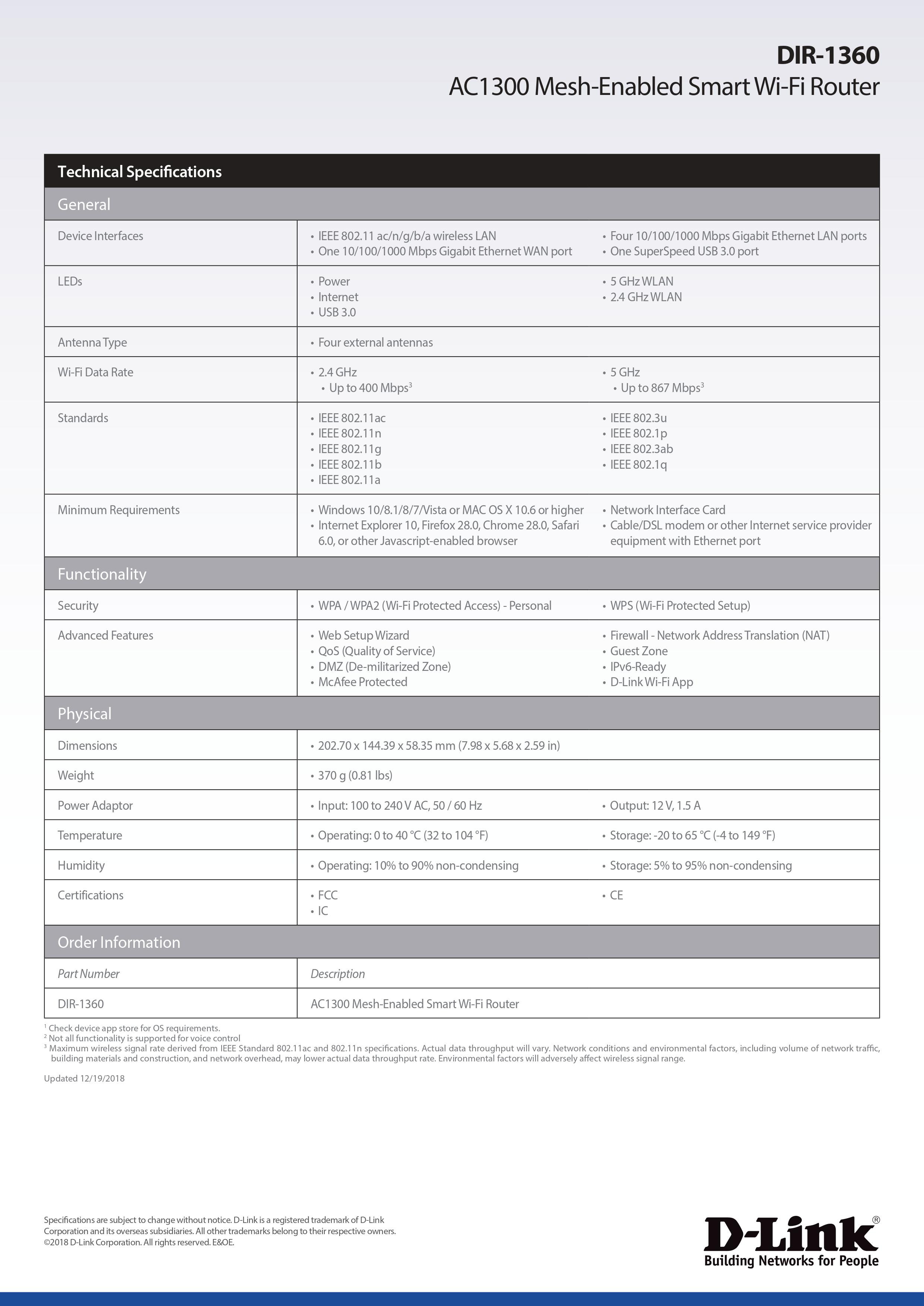 D-LINK DIR-1360 AC1300 SMART MESH WIFI ROUTER [SBN:NO NILAI:NO MELAKA ...