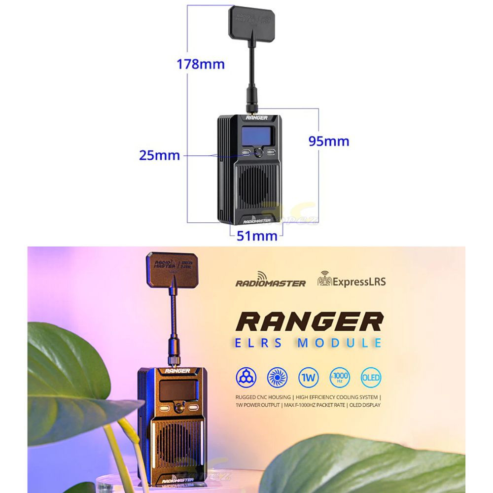 RadioMaster Ranger 2.4GHz ELRS Module with Nano Micro Adapter for Zorro ...