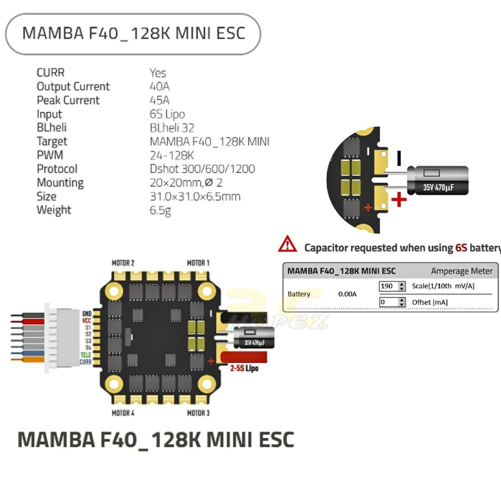 Diatone MAMBA (20×20) MK4 F722 MINI (MPU6000)+MAMBA F40_128K ESC Blheli ...