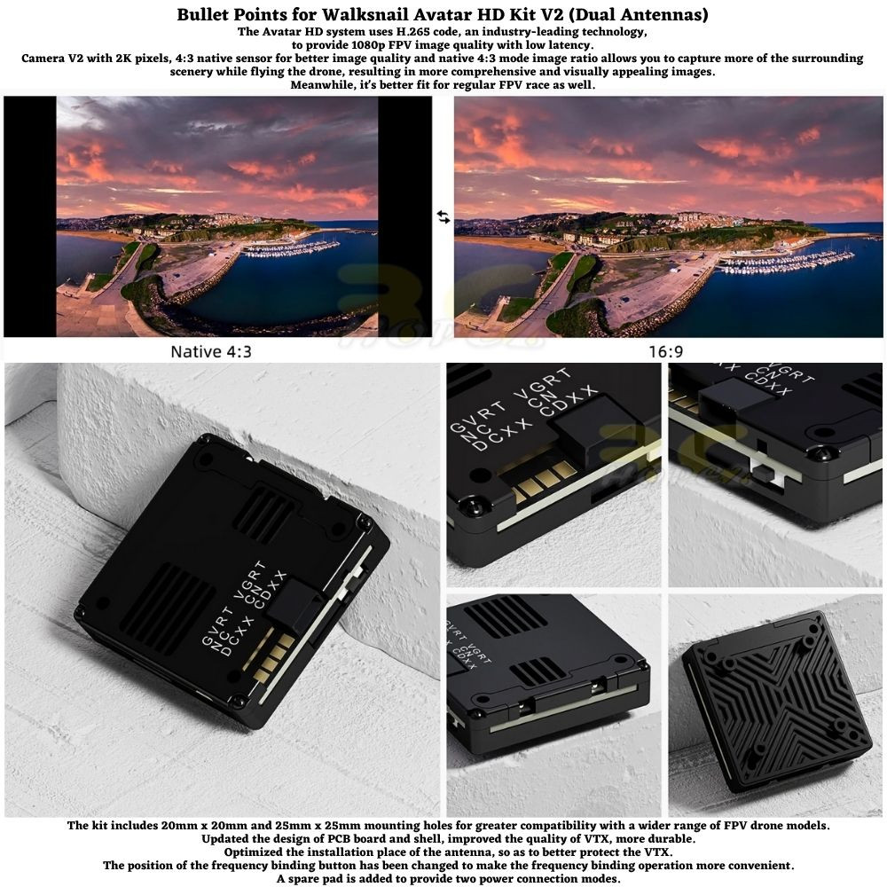 Caddx Walksnail Avatar HD V2 Camera / VTX V2 (Dual Antennas Version) Kit 32G WN-Avatar V2-DUAL ...
