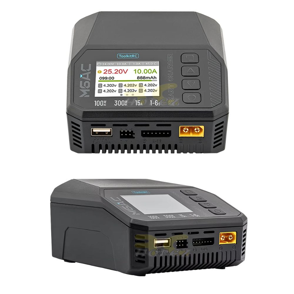ToolkitRC M6AC Smart Balance Charger 1-6S AC 100W DC 300W 15A For Lipo LiHV LiFe NiMh LiIon ...