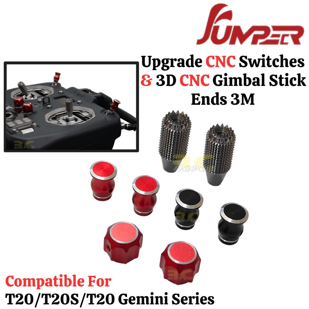 Jumper Upgrade CNC Switches & 3D CNC Gimbal Stick Ends 3M Compatible T20/T14/T-Pro/T-Lite/T16 ...
