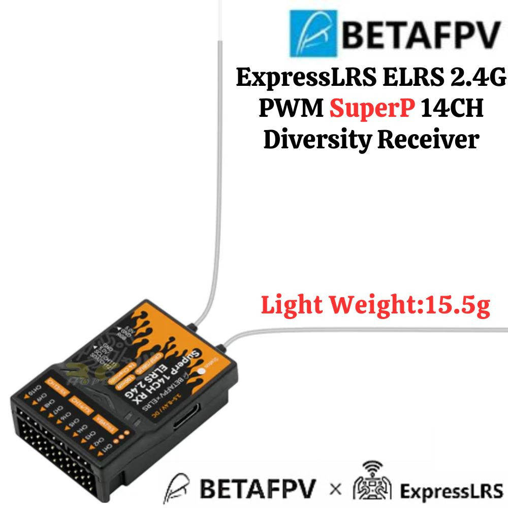 BETAFPV SuperP ELRS ExpressLRS 2.4G PWM 14CH Diversity Receiver for ...
