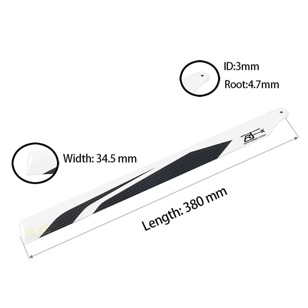 RJX 380mm CF Blades FBL Version E380W – RC HOPEZ