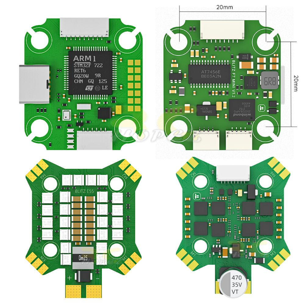 iFlight 20x20mm BLITZ Mini F7 V1.2 Flight Controller & E55 55A 2-6S ...