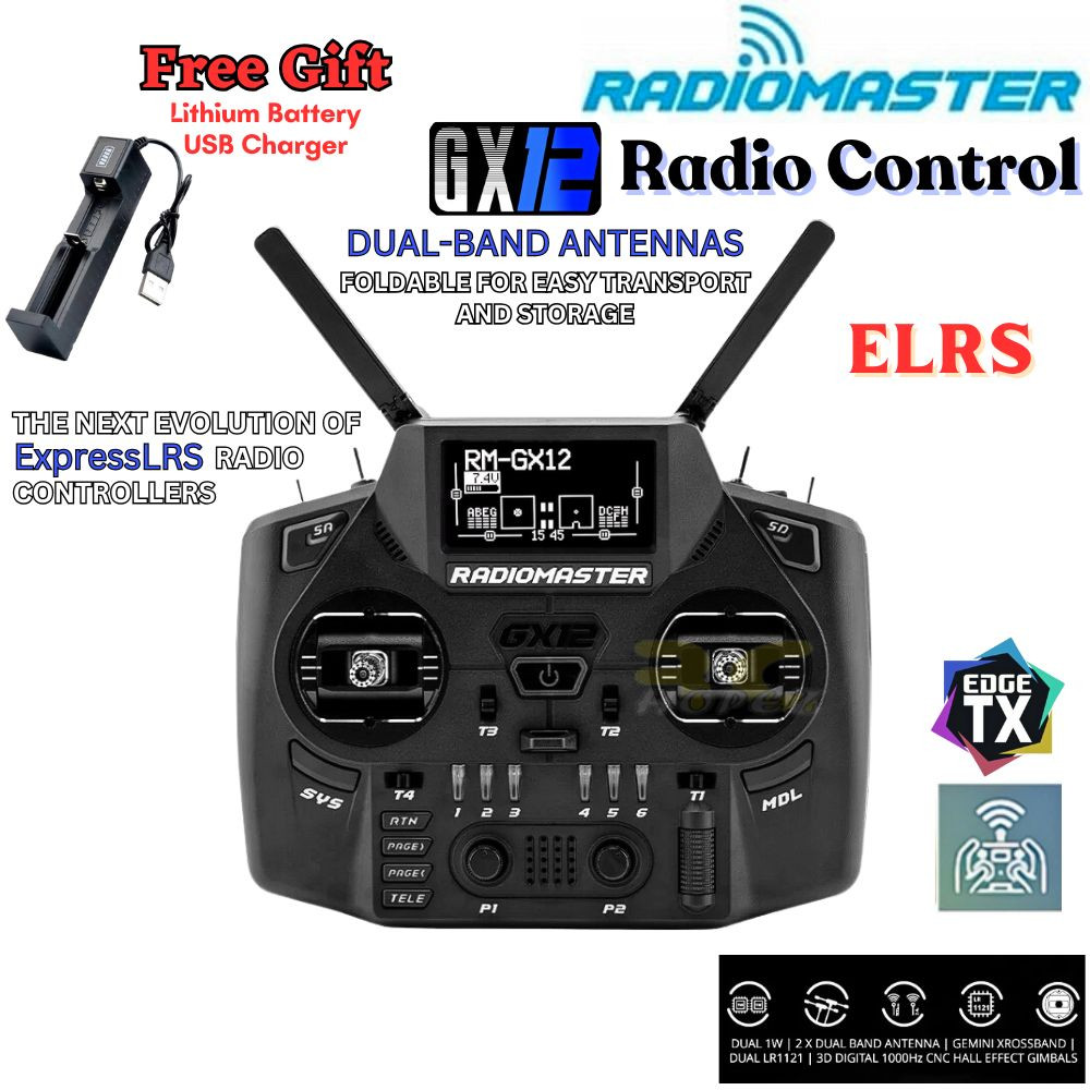 RadioMaster GX12 Dual-Band Gemini-X CNC Hall Gimbals ELRS 2.4GHz 915Mhz ...
