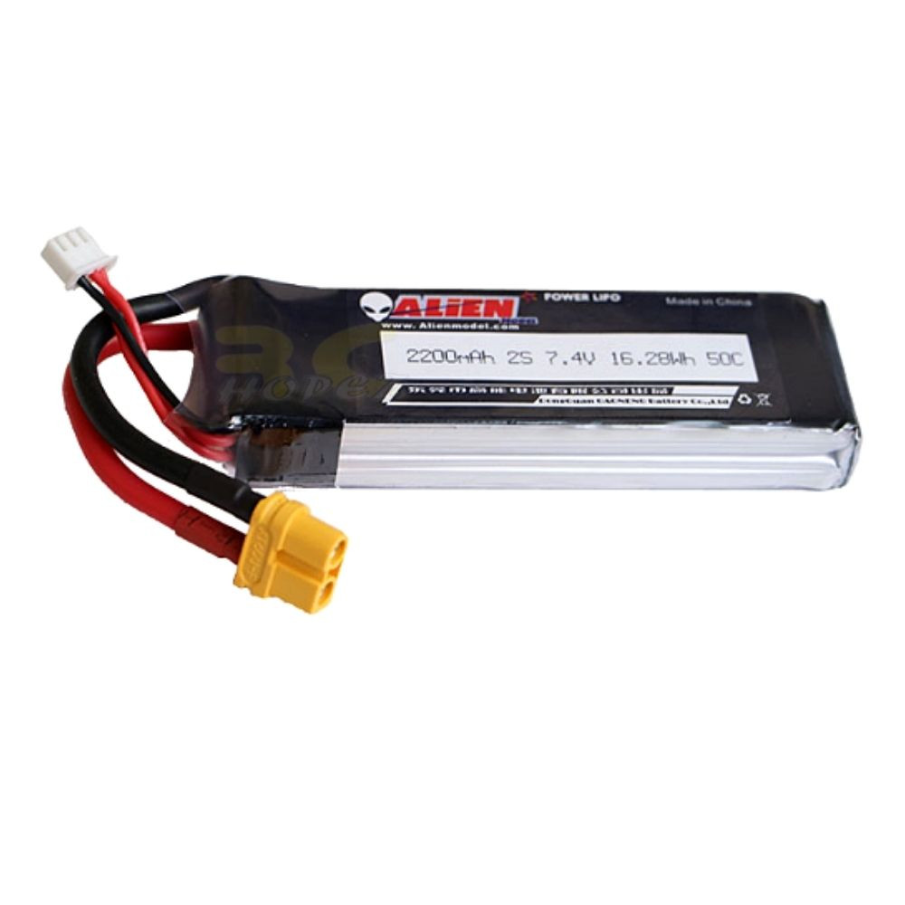Alienmodel 2S 7.4V 2200mAh 50C Lipo Battery with XT60 Plug AL2200/50-2S ...