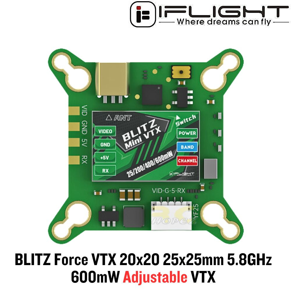 iFlight BLITZ Force VTX 20×20 25x25mm 5.8GHz 600mW Adjustable with MMCX ...