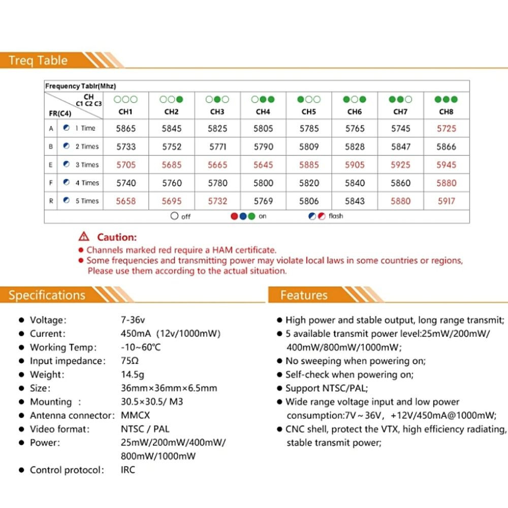 DIATONE Mamba Ultra 25mW-1000mW Adjustable VTX 1W for FPV Racing Drone ...