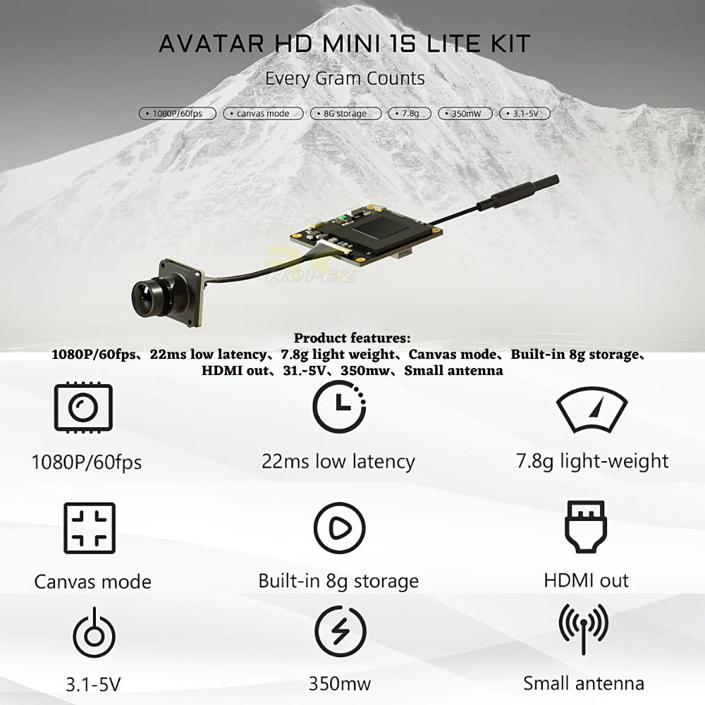 Caddx Walksnail Avatar HD Lite Camera / Mini 1S VTX Kit WN-Avatar Lite ...