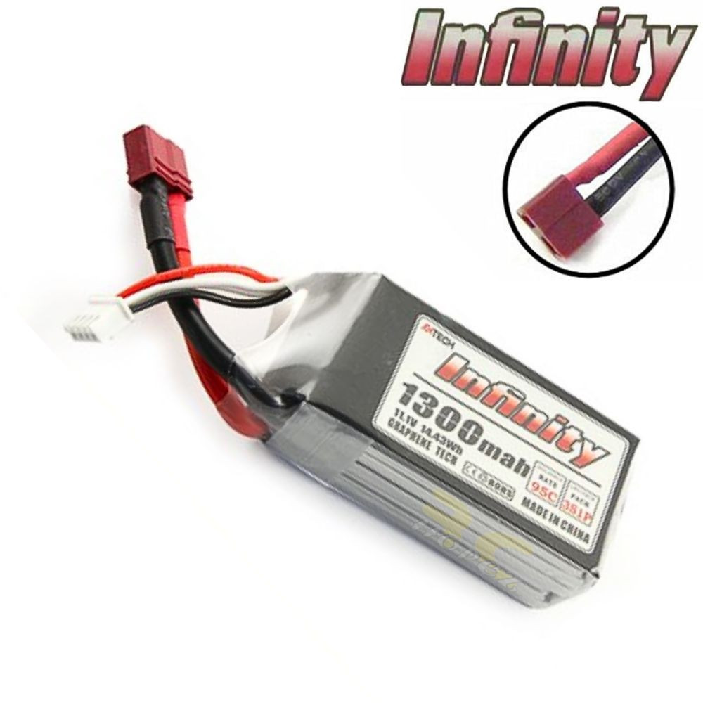 AHTECH Infinity 3S 11.1V 1300mAh 95C Graphene Lipo Battery with Dean Plug AI1300/95-3SD – RC HOPEZ