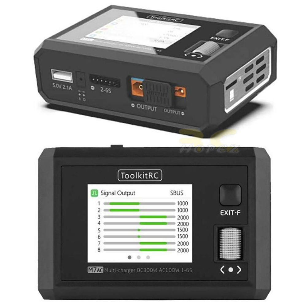 ToolkitRC M7AC 100W AC/300W DC 15A 2-6S Smart Balance Charger with XT30/XT60 Output – EU Plug TK ...