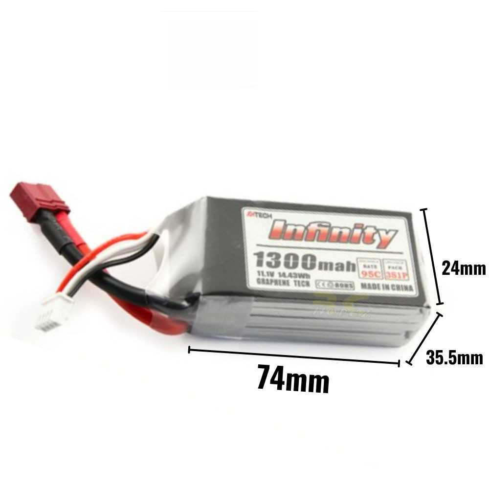 AHTECH Infinity 3S 11.1V 1300mAh 95C Graphene Lipo Battery with Dean Plug AI1300/95-3SD – RC HOPEZ