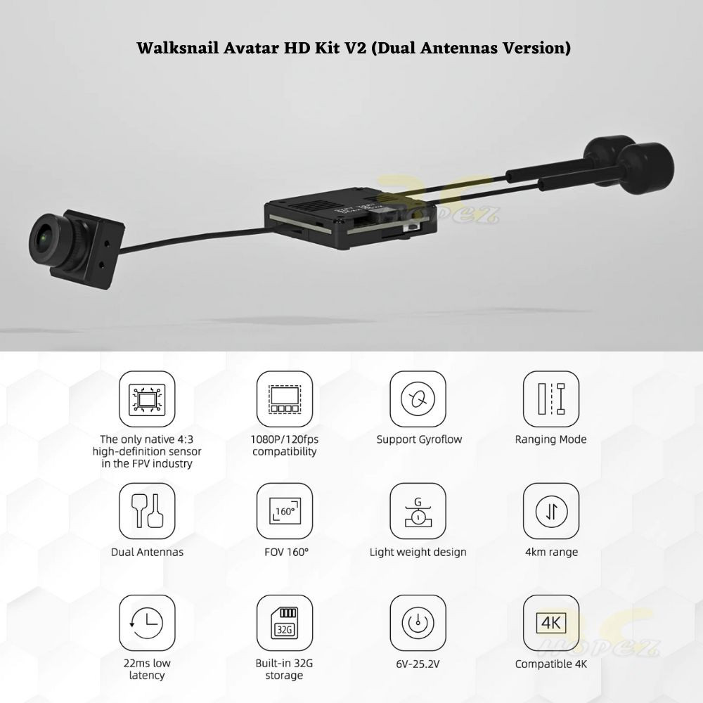 Caddx Walksnail Avatar HD V2 Camera / VTX V2 (Dual Antennas Version ...