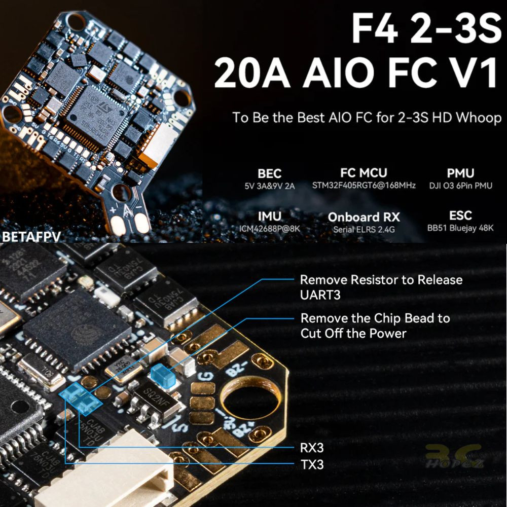BetaFPV F4 20A AIO FC V1 ELRS 2.4G 2-3S (26X26mm) Brushless Flight ...