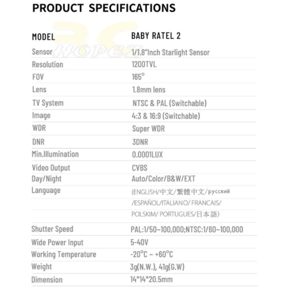 Caddx Baby Ratel 2 Nano Size 1200TVL Starlight Low Latency Day and ...