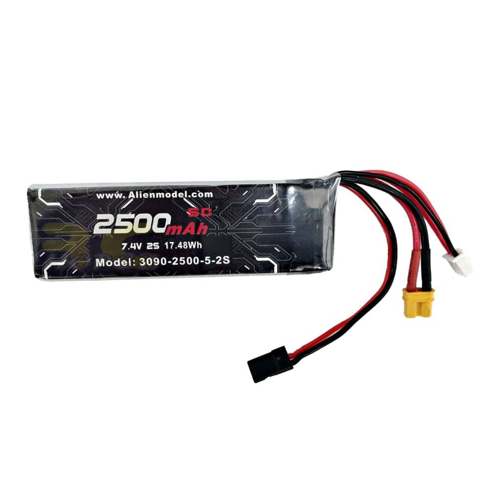 Alienmodel 2S 7.4V 2500mAh 5C Lipo Battery with XT30&JR connector ...