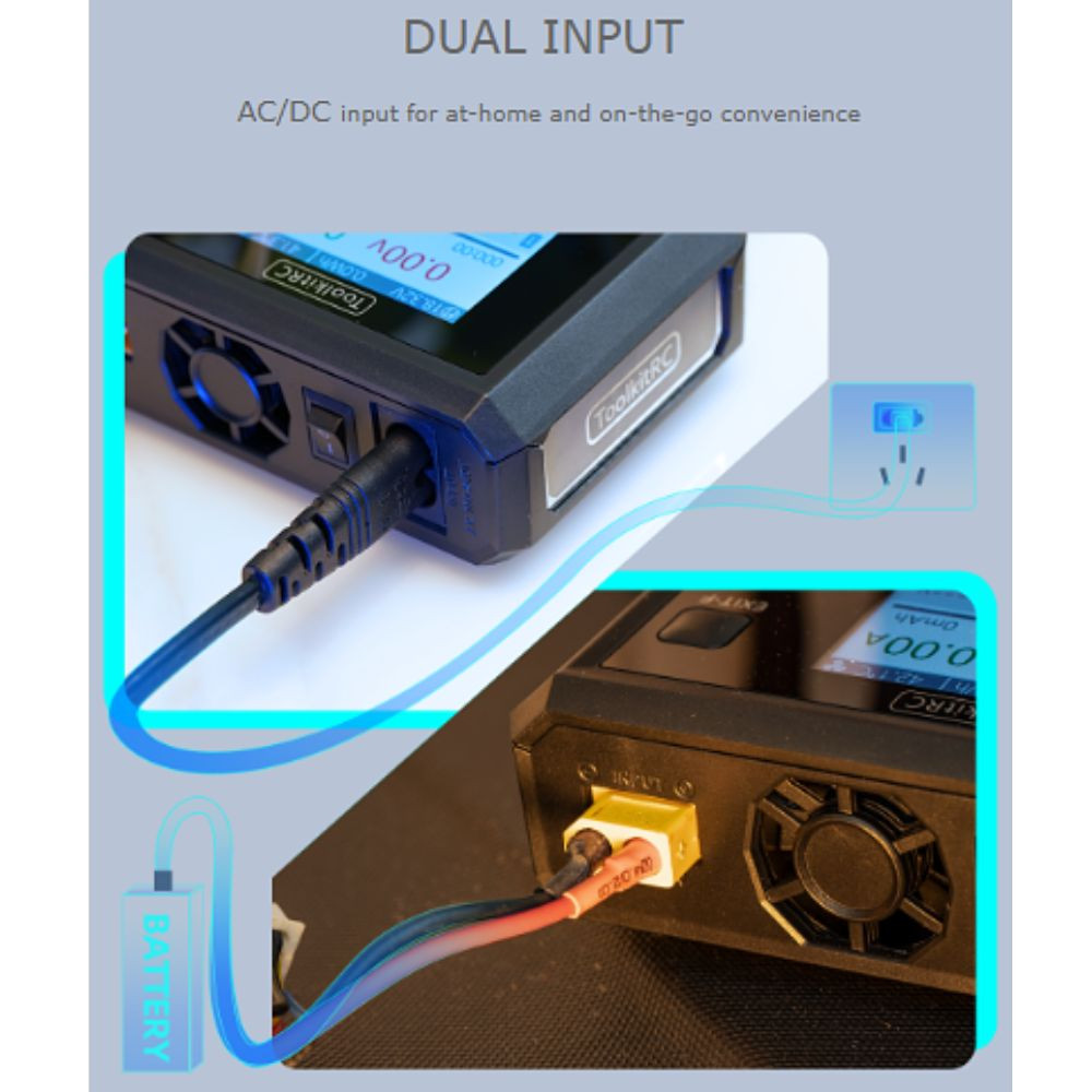 ToolkitRC M7AC 100W AC/300W DC 15A 2-6S Smart Balance Charger with XT30 ...