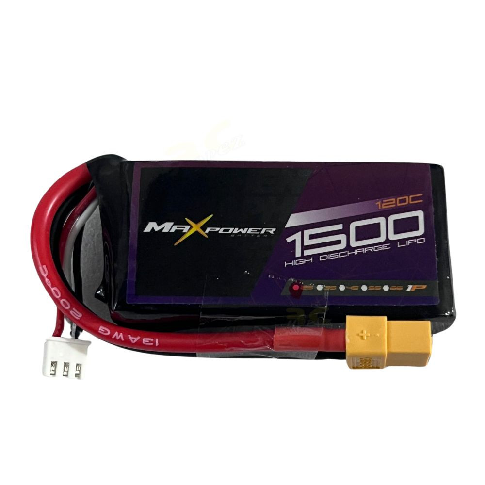 Maxpower Graphene Lipo 7.4V 1500mAh 120C 2S Lipo Battery with XT60 Plug MP1512-2G – RC HOPEZ