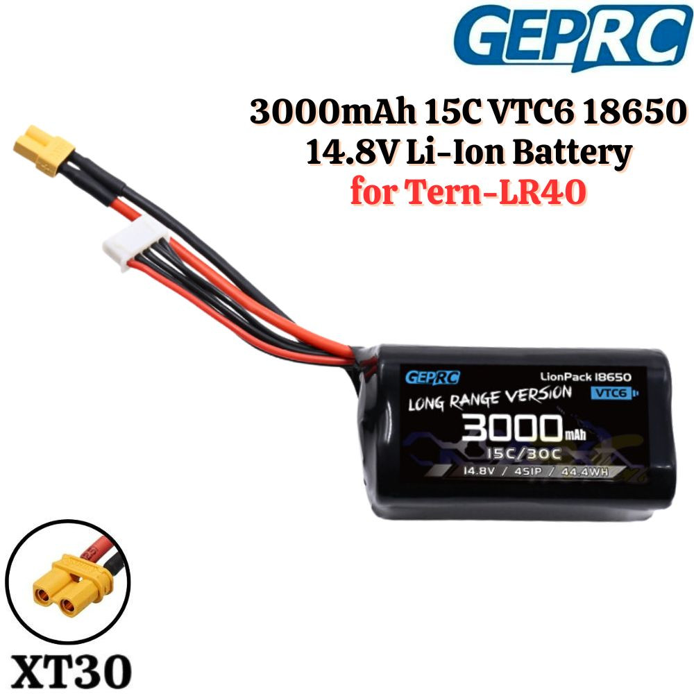 GEPRC VTC6 18650 4S1P 3000mAh 15C 14.8V Li-Ion Battery With XT30 Plug ...