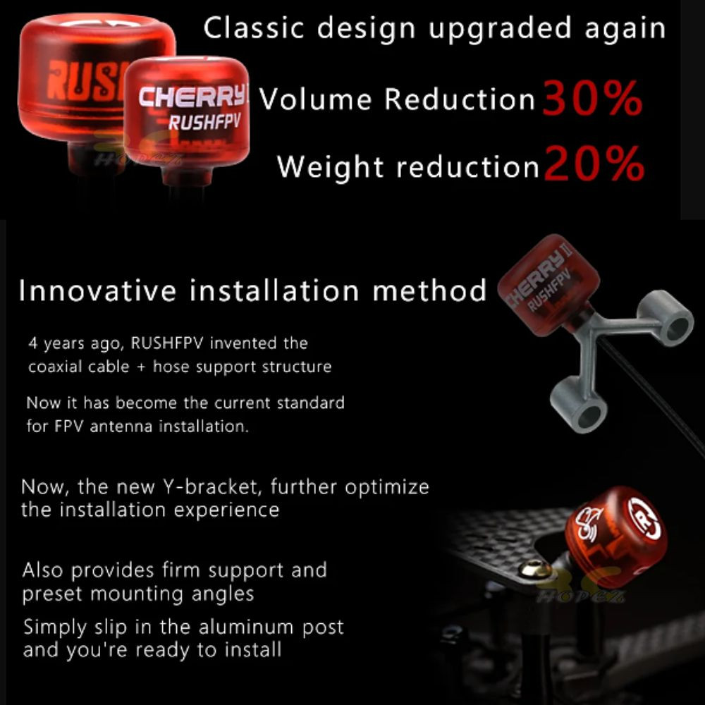 Rush Cherry V2 1.8dBi 5.8G Antenna II SMA MMCX Angle UFL Y-shape UFL ...