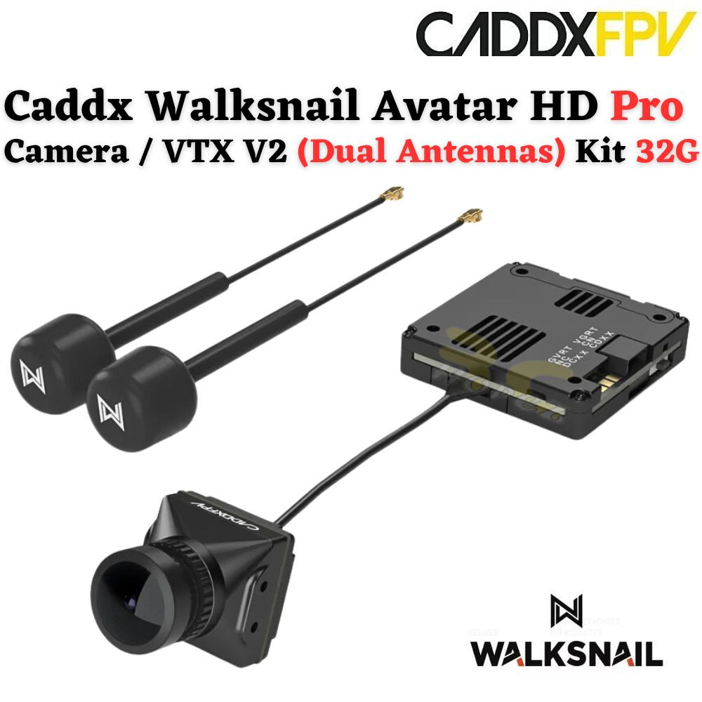 Caddx Walksnail Avatar HD Pro Camera / VTX V2 (Dual Antennas Version) Kit 32G with Gyroflow WN ...