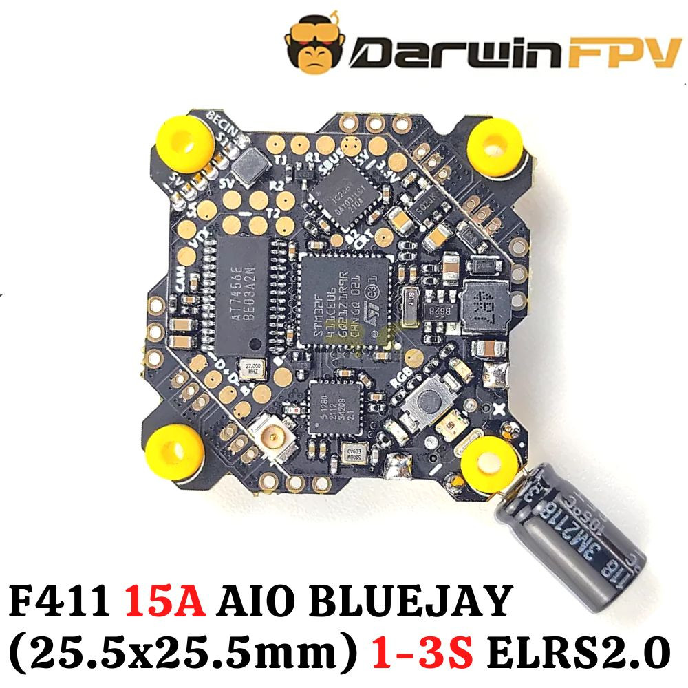 DarwinFPV F411 AIO 1-3S FC + 15A Bluejay ESC + ELRS 3.0 Darwin 25.5×25.5mm DW-F411 ELRS – RC HOPEZ